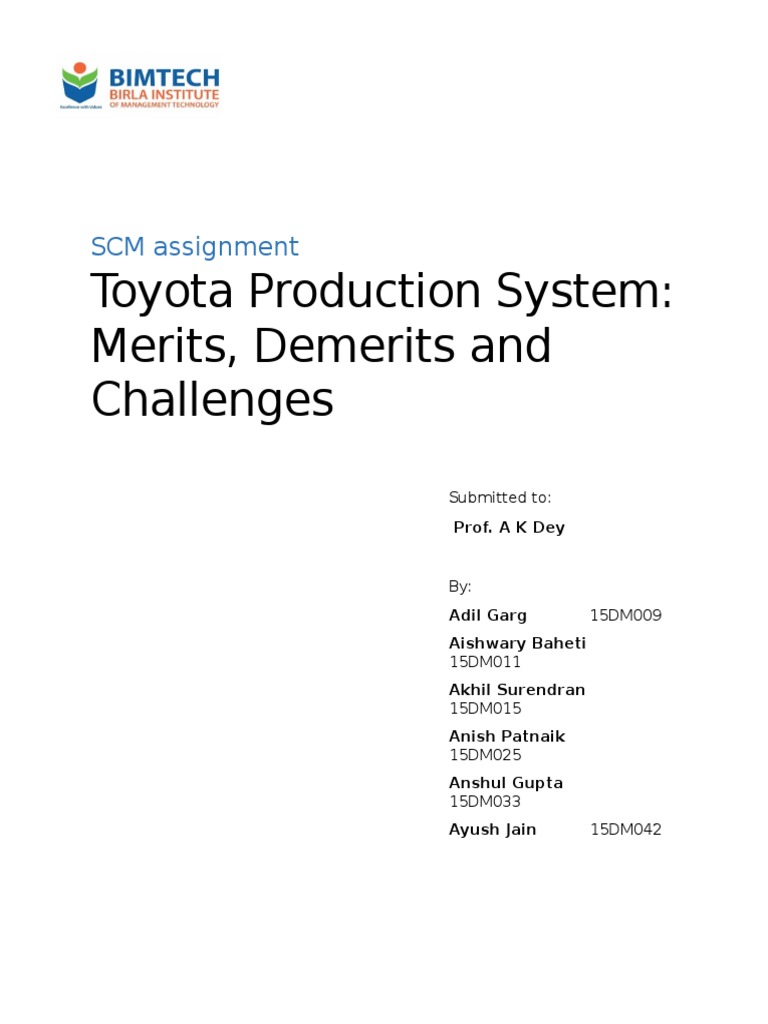 Toyota Production System: Merits, Demerits and Challenges: SCM ...