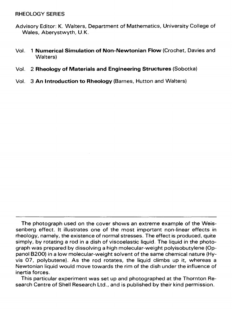 (Rheology Series 3) H.A. Barnes, J.F. Hutton and K. Walters (Eds.) - An ...