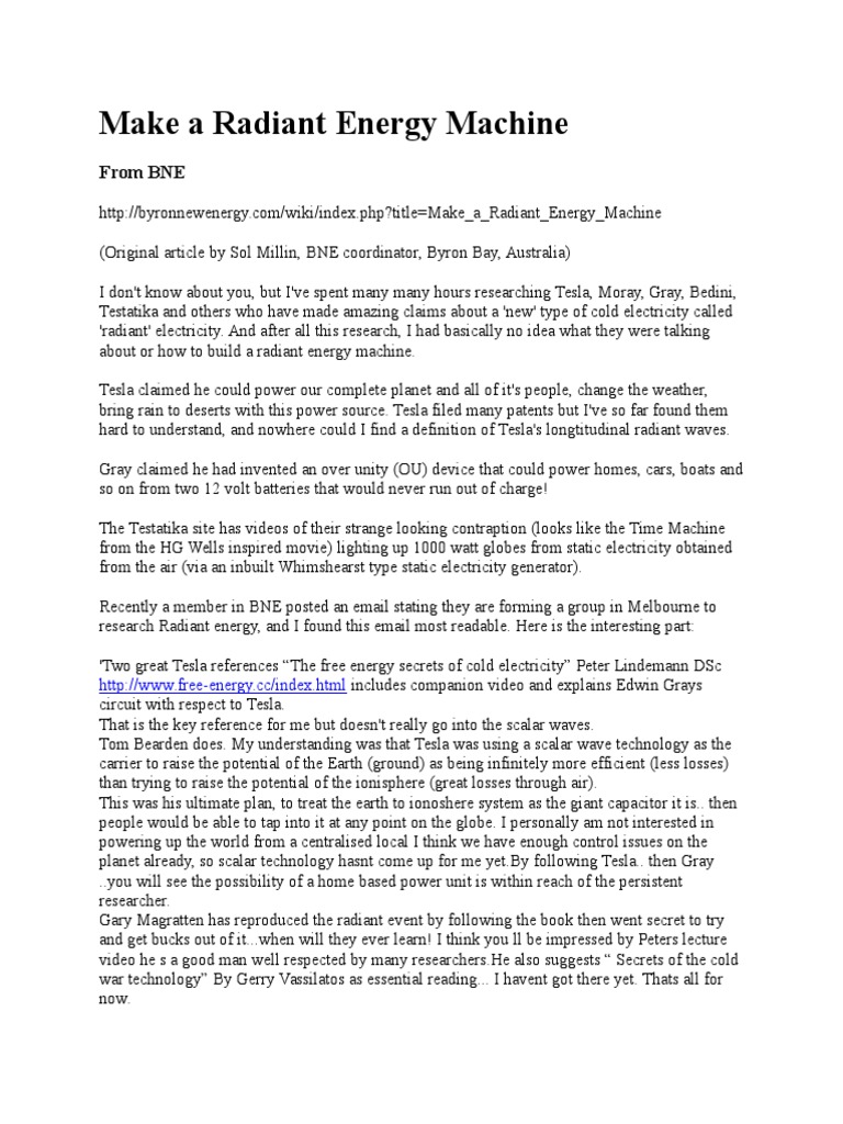 DIY Radiant Energy Guide | PDF | Electric Current | Voltage