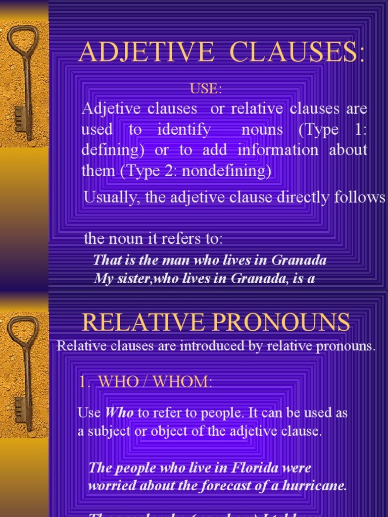 A Guide to Using Adjective Clauses and Relative Pronouns | PDF ...