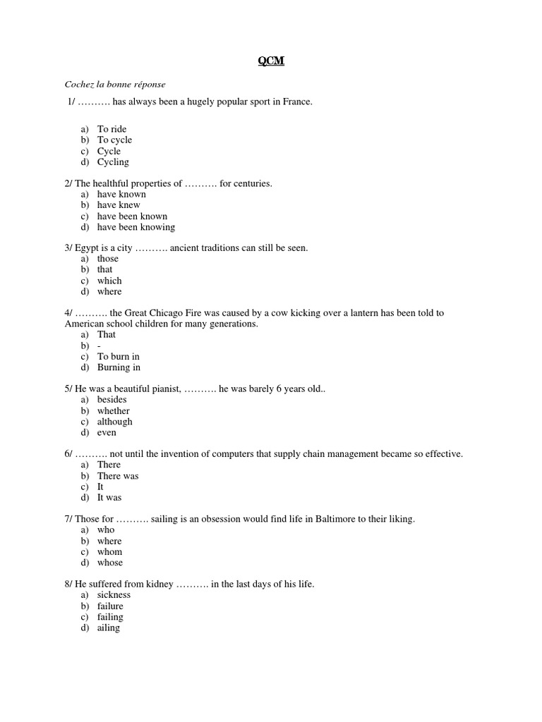 QCM Anglais | PDF