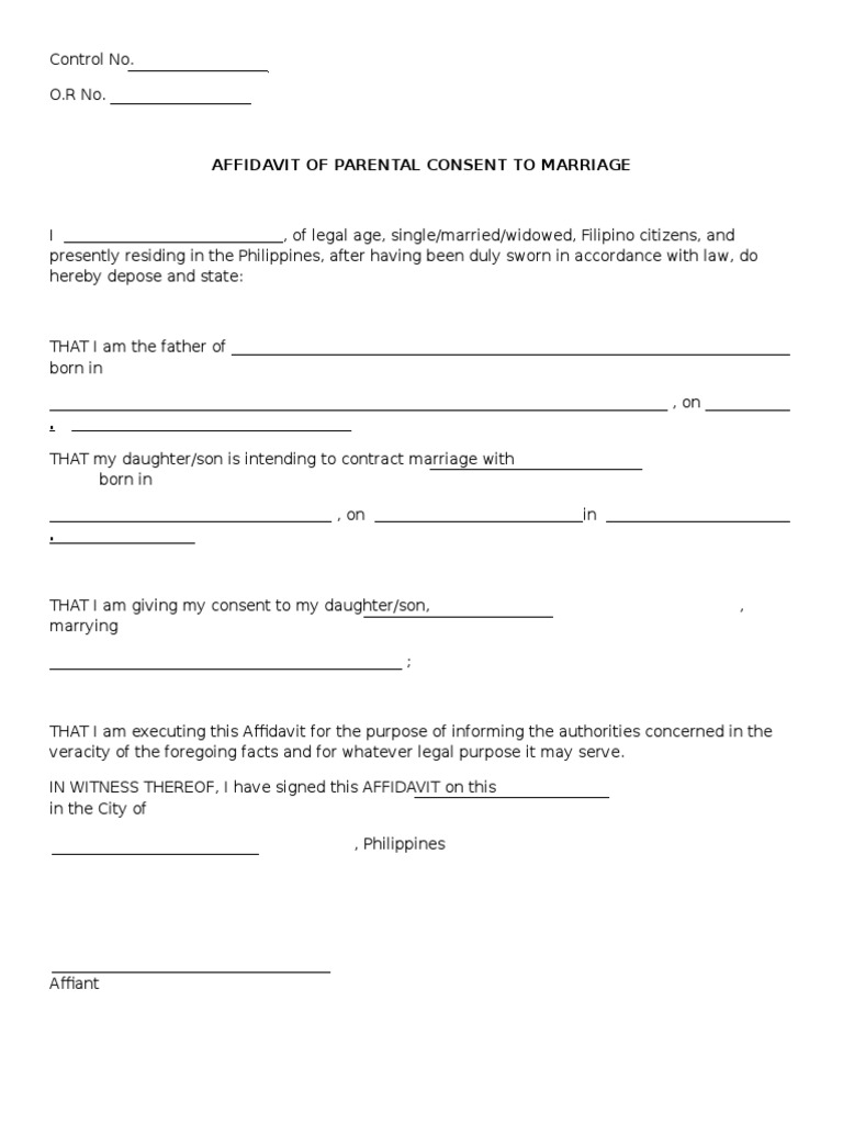 Affidavit of Parental Consent To Marriage | PDF