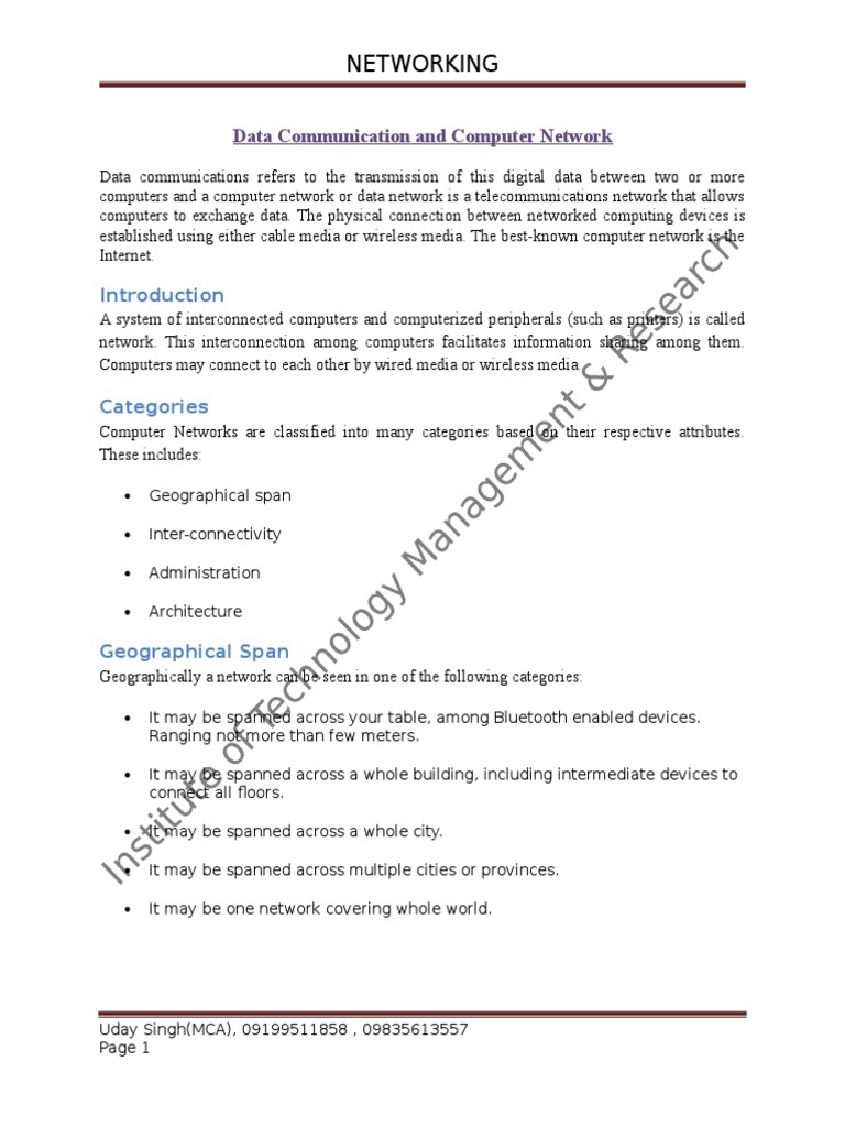 Networking: Data Communication and Computer Network | PDF | Network ...