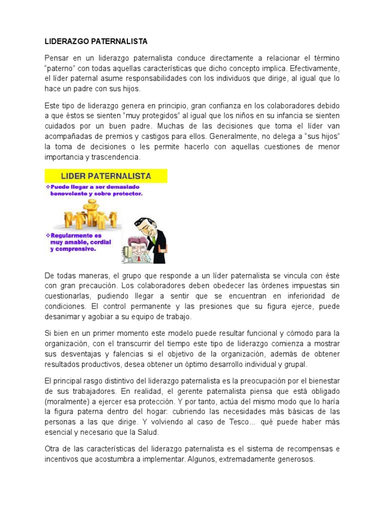 LIDERAZGO PATERNALISTA | Liderazgo | Bienestar