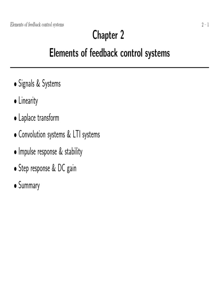 Elements of Feedback Control Systems | PDF | Laplace Transform ...