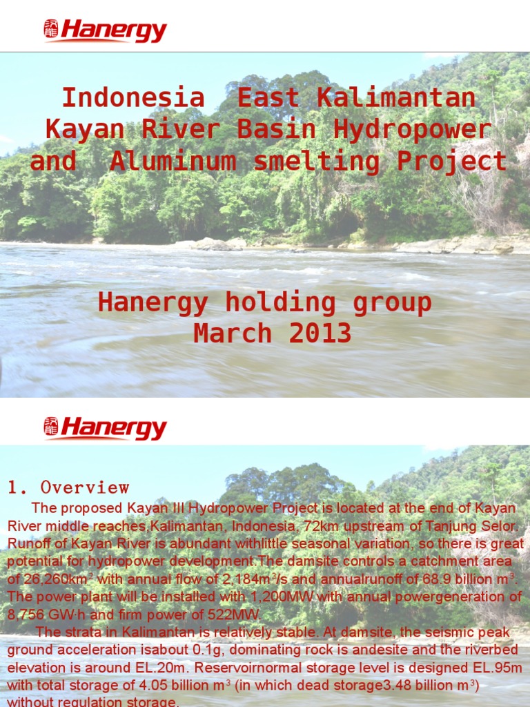 Indonesia East Kalimantan Kayan River Basin Hydropower and Aluminum ...