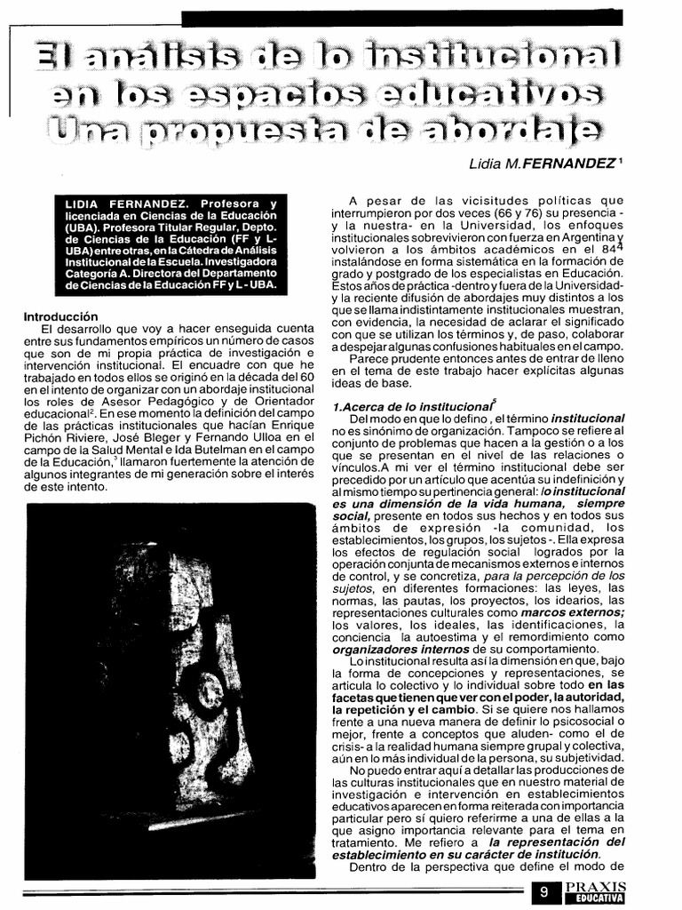 Lidia Fernandez Un Analisis de Lo Institucional | PDF | Institución ...