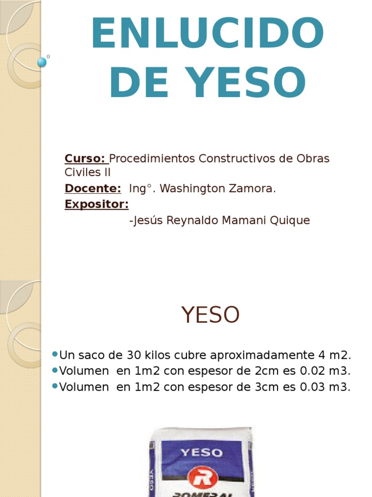 Enlucido de Yeso: Procedimientos y Rendimiento | PDF | Naturaleza