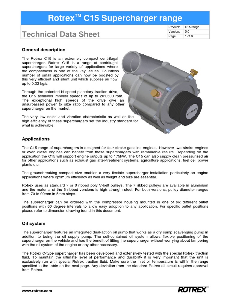 Rotrex C15 Supercharger Technical Data | PDF