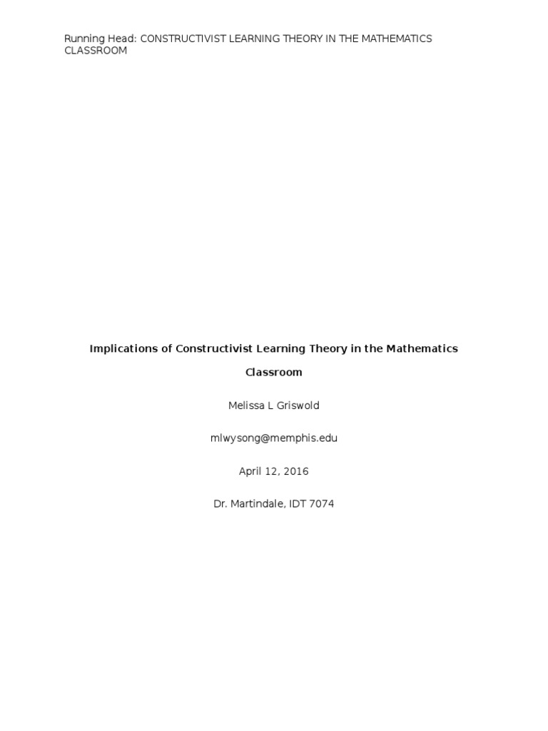 Constructivist Learning in Math Classrooms | PDF | Learning Theory ...