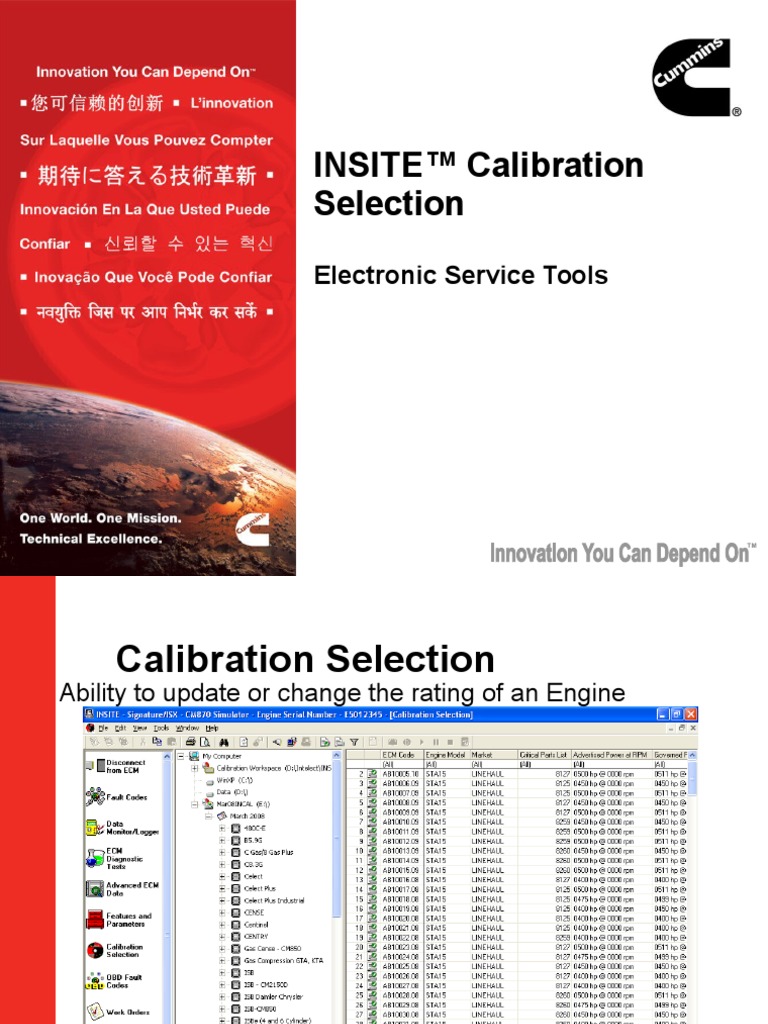 INSITE™ Calibration Selection: Electronic Service Tools | PDF ...