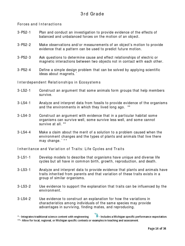 3rd Grade Science Standards | PDF | Organisms | Engineering