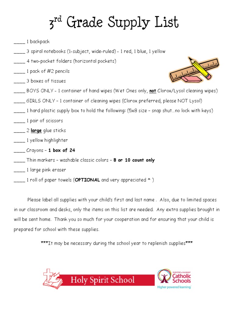 3rd Grade Supplies 2016-2017 | PDF