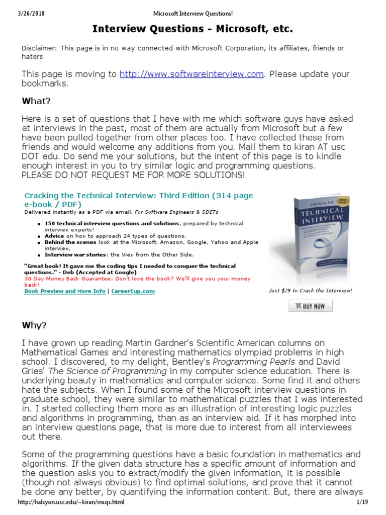 Microsoft Interview Questions! | PDF | Array Data Structure | String ...