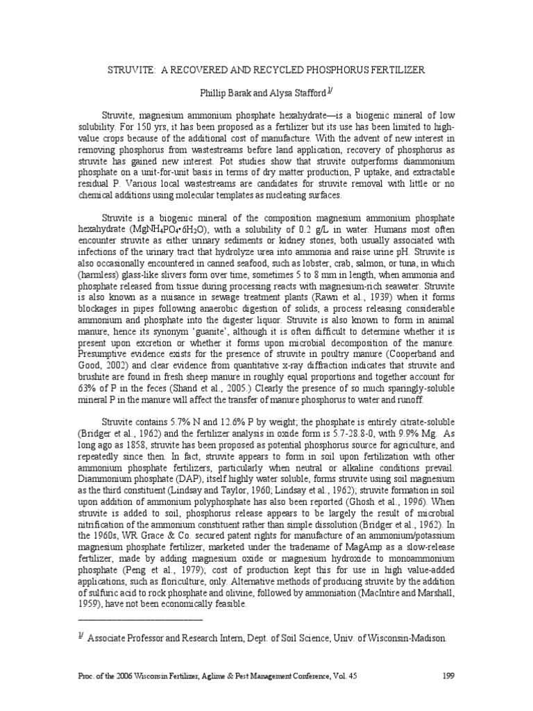 Struvite Formation | PDF | Fertilizer | Chemical Substances