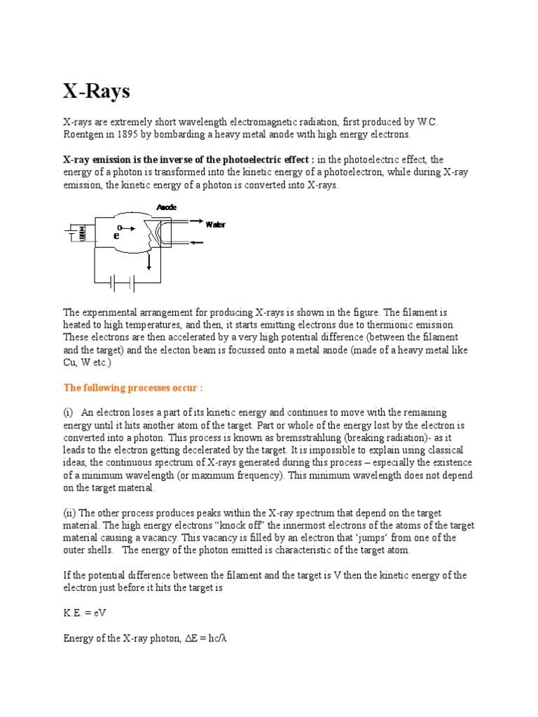 X-Rays: X-Ray Emission Is The Inverse of The Photoelectric Effect: in ...