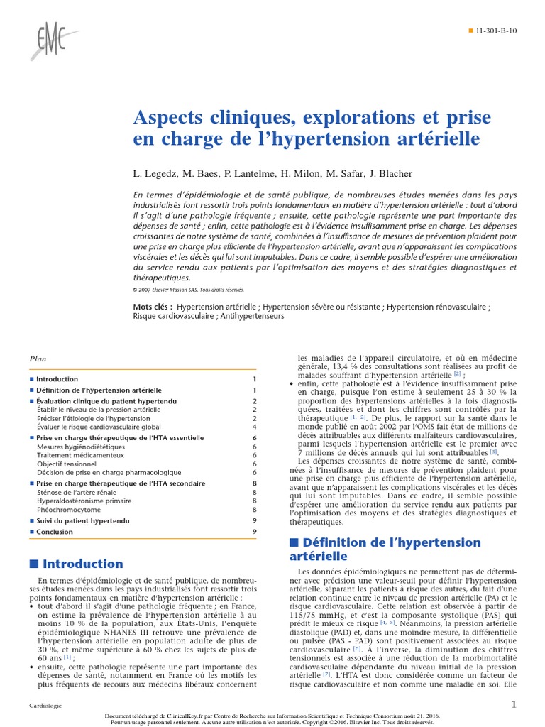 Hta PDF | PDF | Hypertension artérielle | Tension artérielle