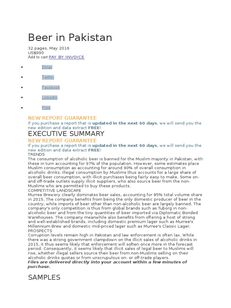 Beer in Pakistan | PDF | Marketing Research | Beer