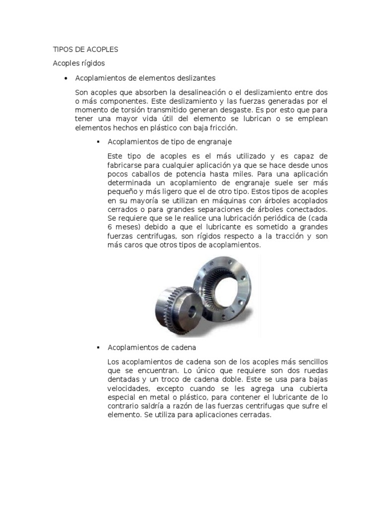 Tipos de Acoples | PDF | Aluminio | Engranaje