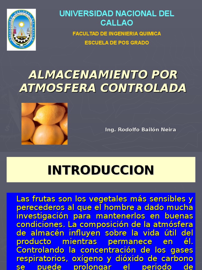 Almacenamiento de Frutas en Atmósfera Controlada | PDF | Oxígeno ...