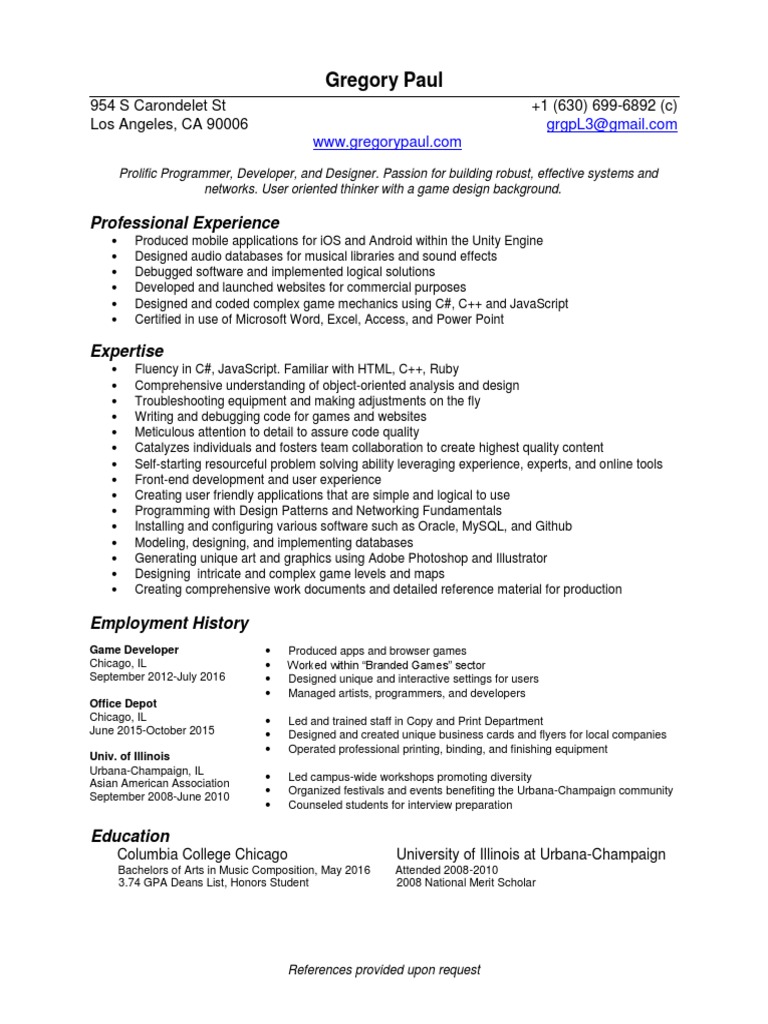 Gregory Paul - Programmer | Download Free PDF | Programmer | Computer Programming