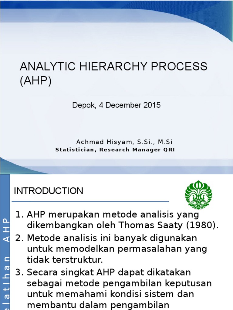 Analisa Hierarchy Process (AHP) | PDF | Bisnis | Komputer