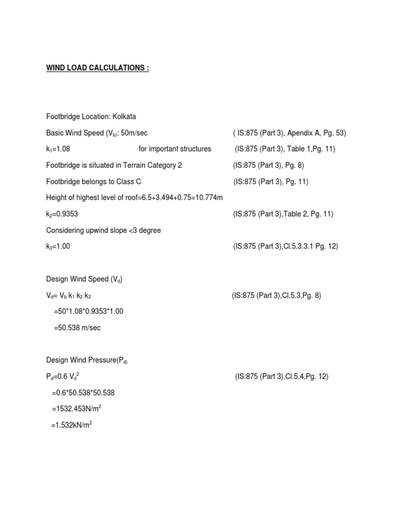Wind Load Calculations | PDF