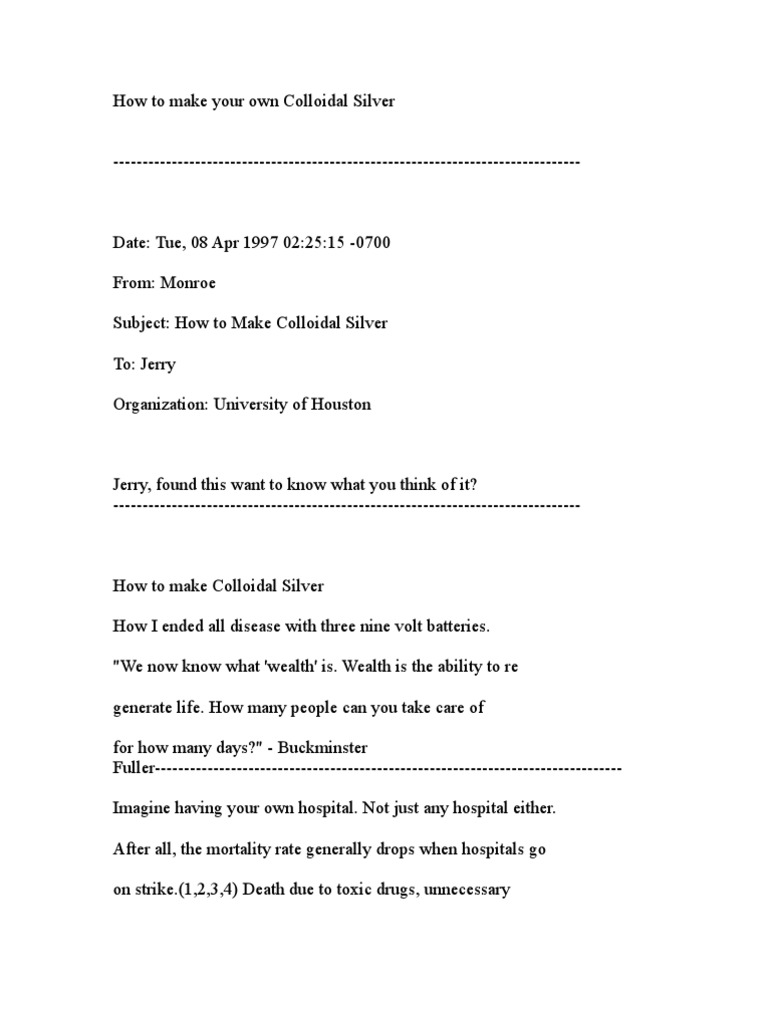 How To Make Your Own Colloidal Silver | PDF | Silver | Bacteria