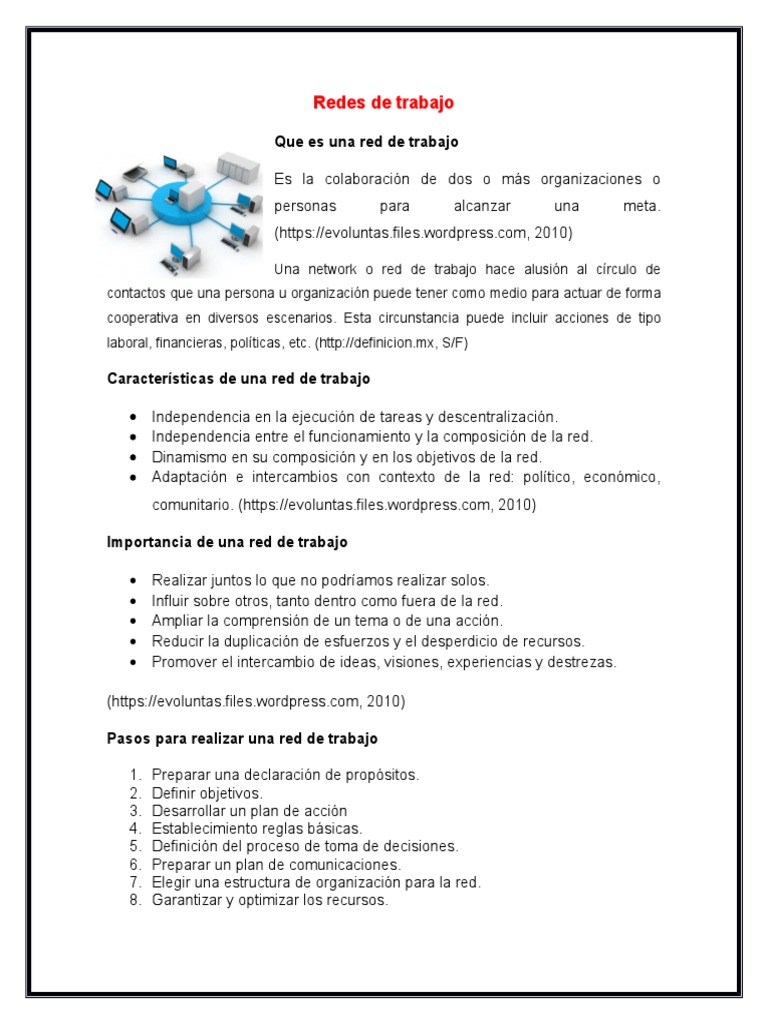 Que Es Una Red de Trabajo | PDF | Red de computadoras | Conocimiento ...