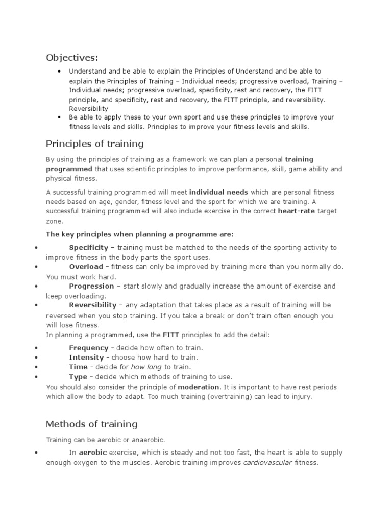 Principle of Training | PDF | Physical Fitness | Aerobic Exercise
