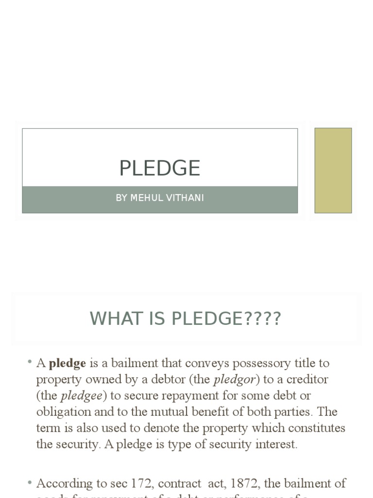 Pledge | PDF | Finance & Money Management