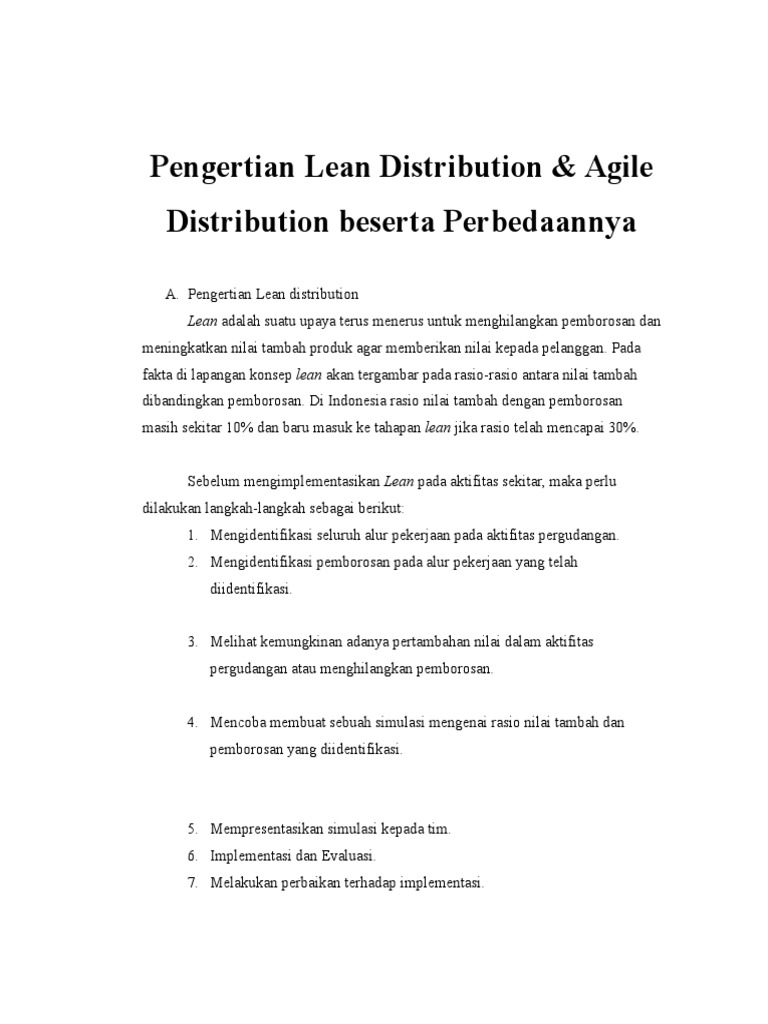 Pengertian Lean Distribution | PDF
