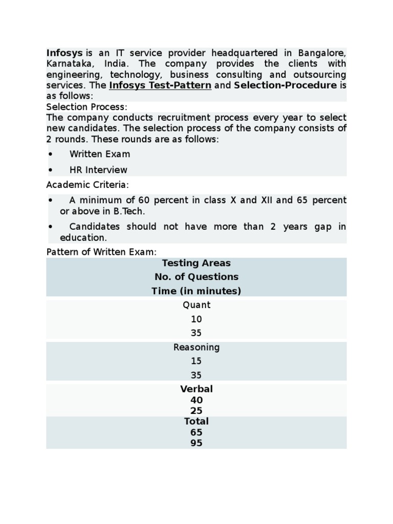 Infosys Pattern | PDF