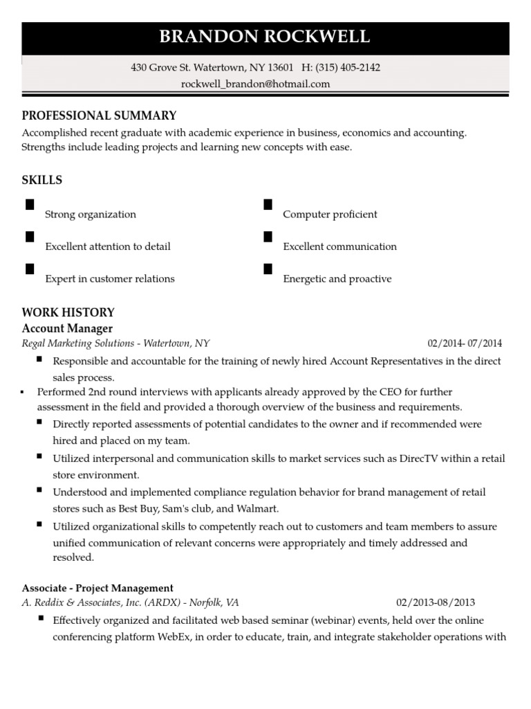 Brandon Rockwell: Professional Summary | PDF | Web Conferencing ...