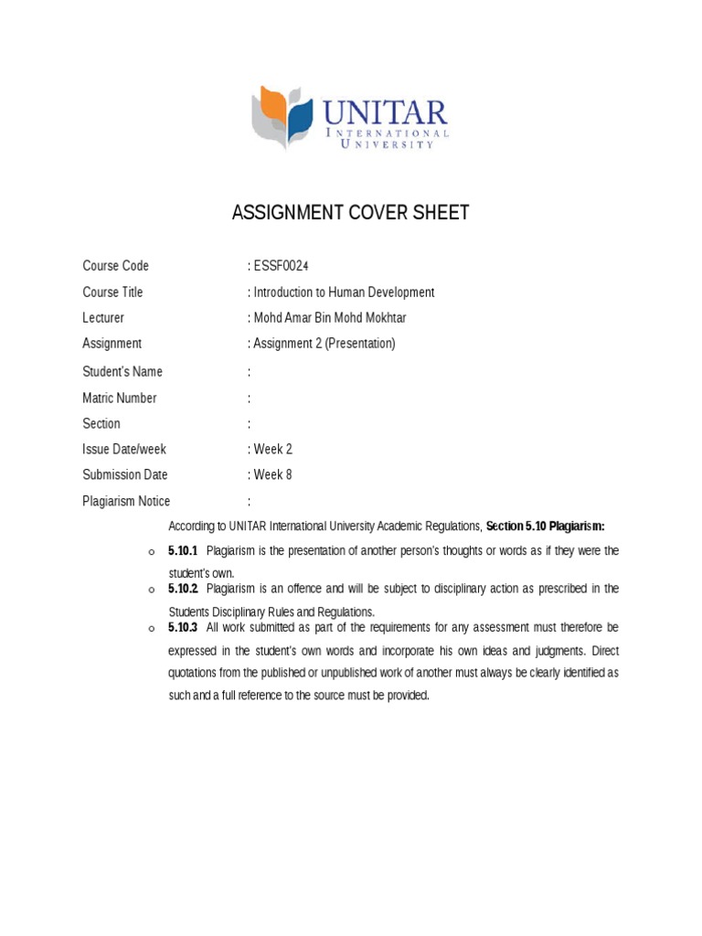 Assignment 2 with Cover Page Submission Form.docx | Plagiarism ...