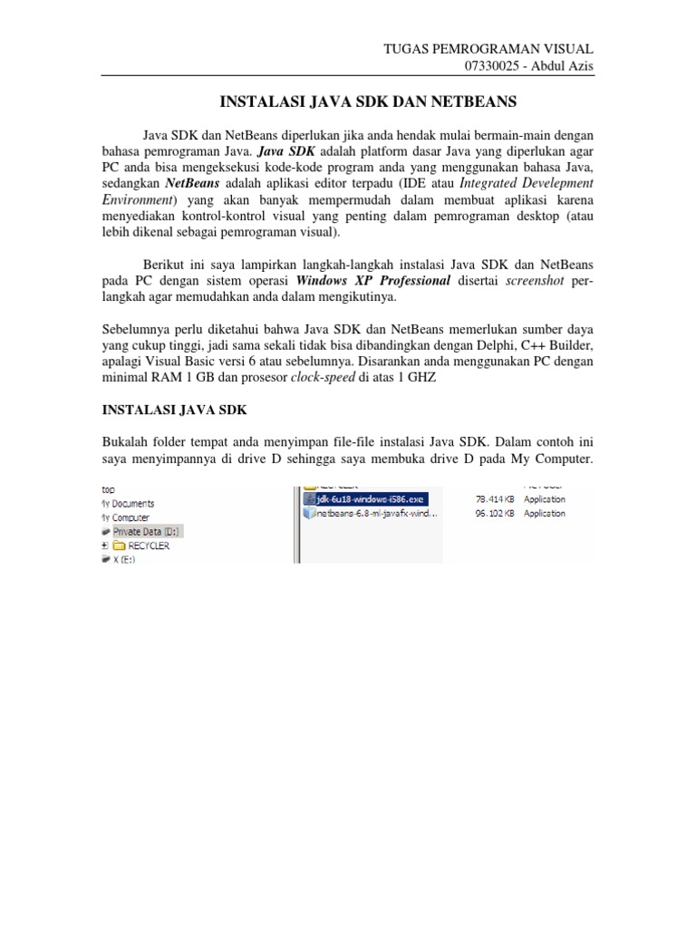 Cara Instalasi Java Dan Netbeans PDF | PDF