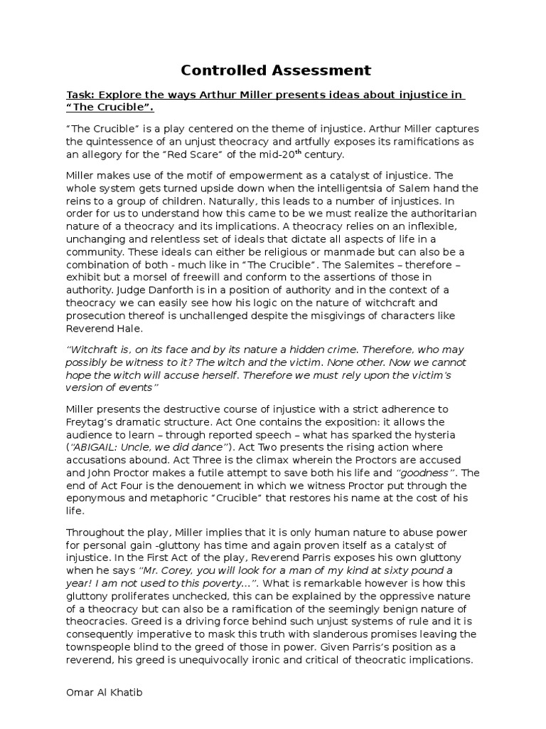Controlled Assessment - The Crucible - For Merge | PDF | Witchcraft