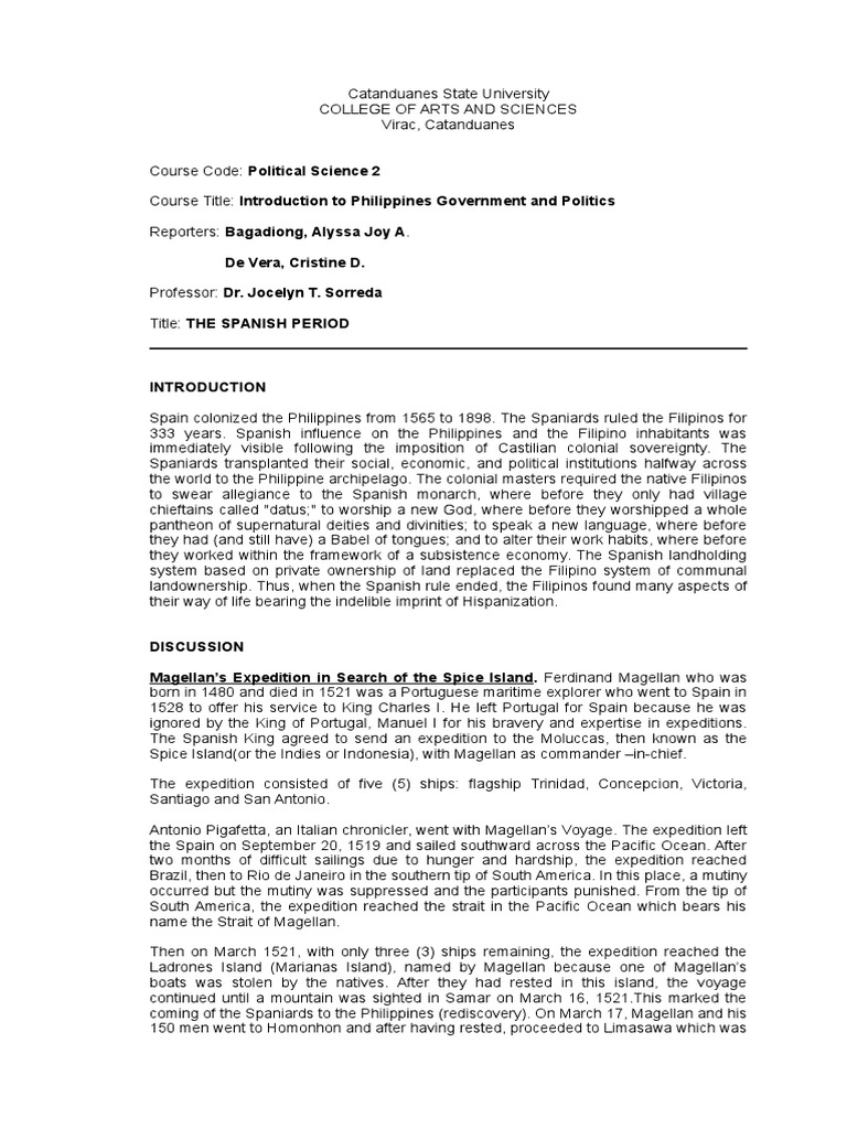 The Spanish Period | PDF | Philippines | Religion And Belief