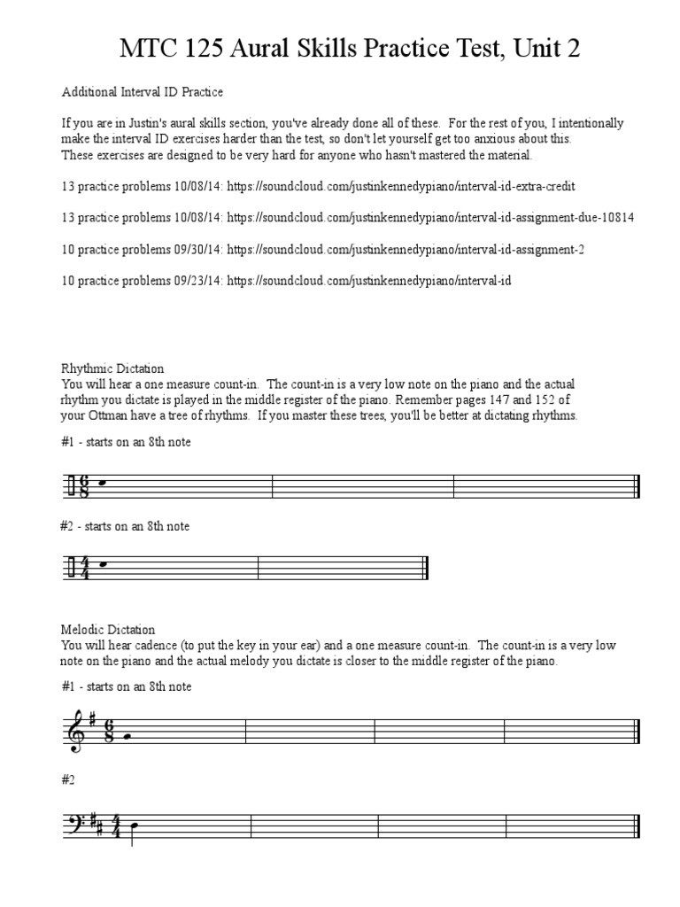 Aural Skills Practice Test: Unit 2 | PDF | Language Arts & Discipline