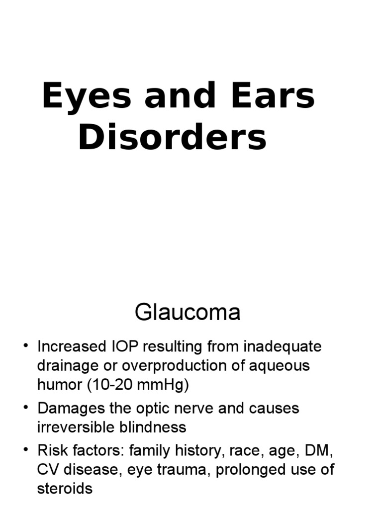 Eyes and Ears Disorders | Glaucoma | Cataract