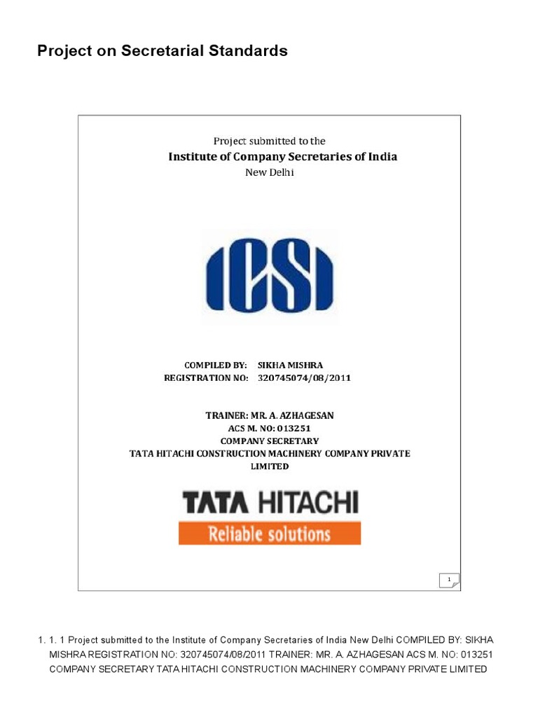 Project On Secretarial Standards | PDF | Board Of Directors ...