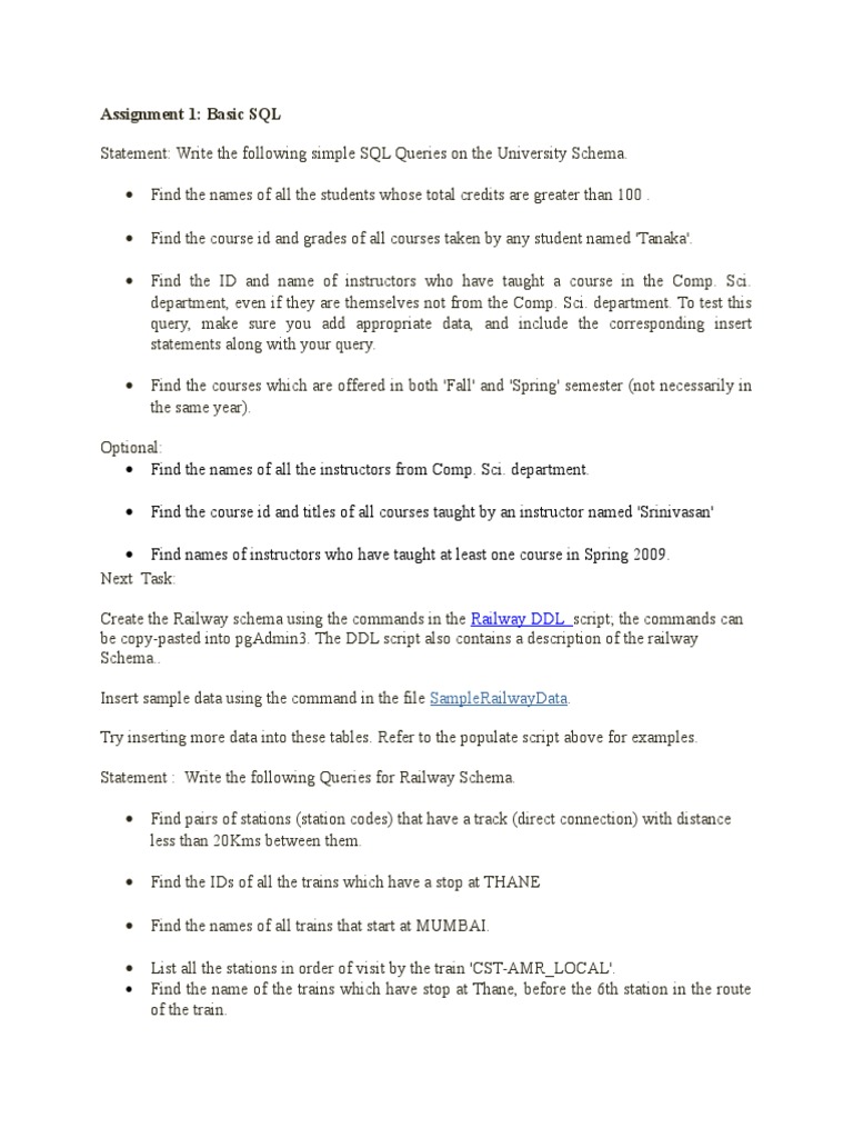 SQL Assignment | PDF | Sql | Software Engineering
