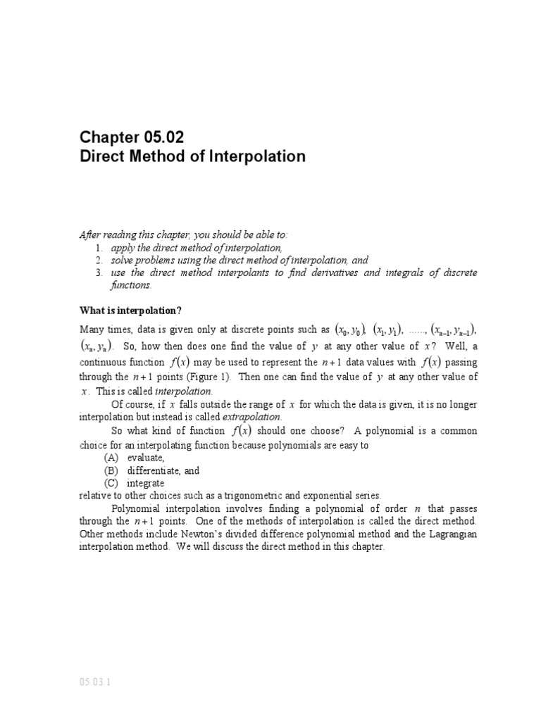 05 02 Direct Method of Interpolation | PDF | Interpolation | Numerical Analysis