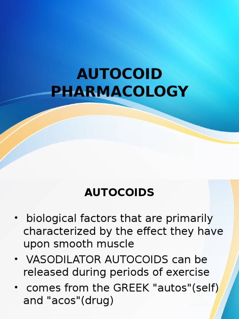 Autocoid Pharmacology | PDF | Pharmacology | Medicine