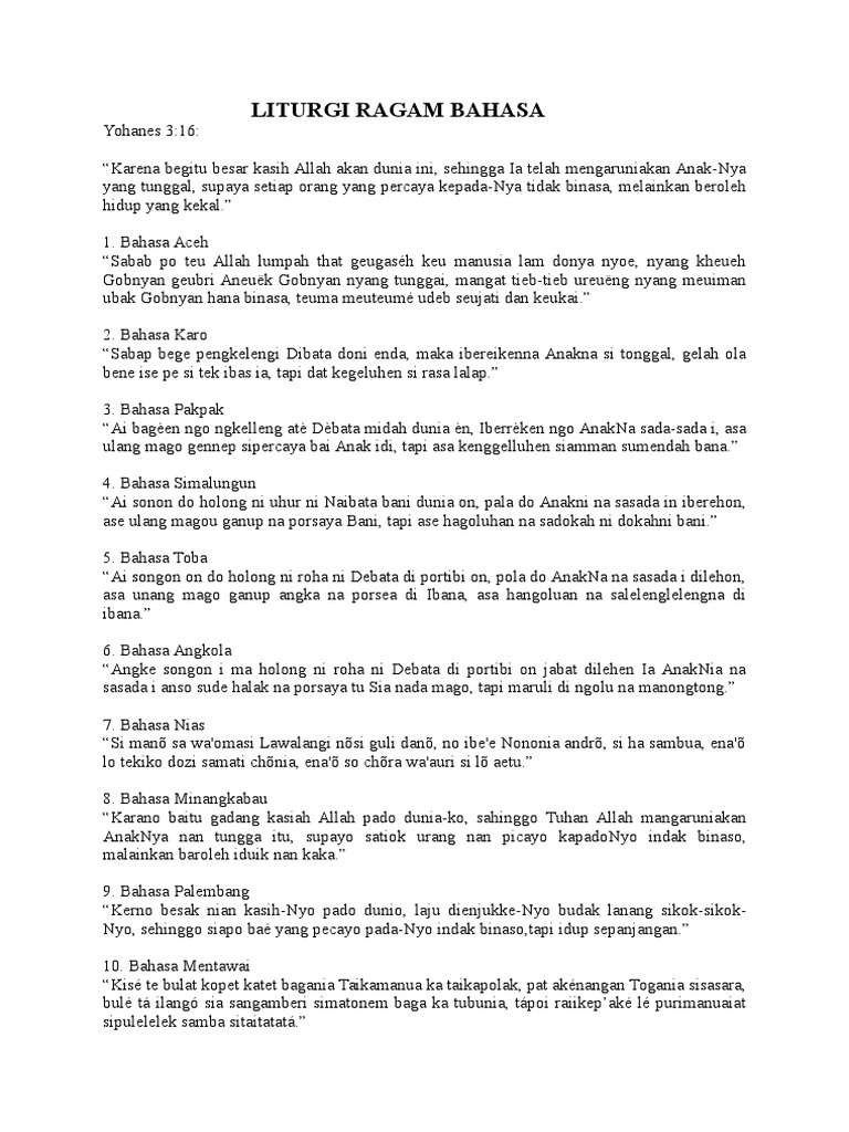 Liturgi Ragam Bahasa | PDF