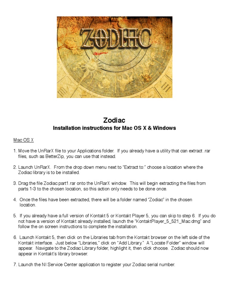 Zodiac Installation Instructions PDF | PDF | Tab (Gui) | Library ...