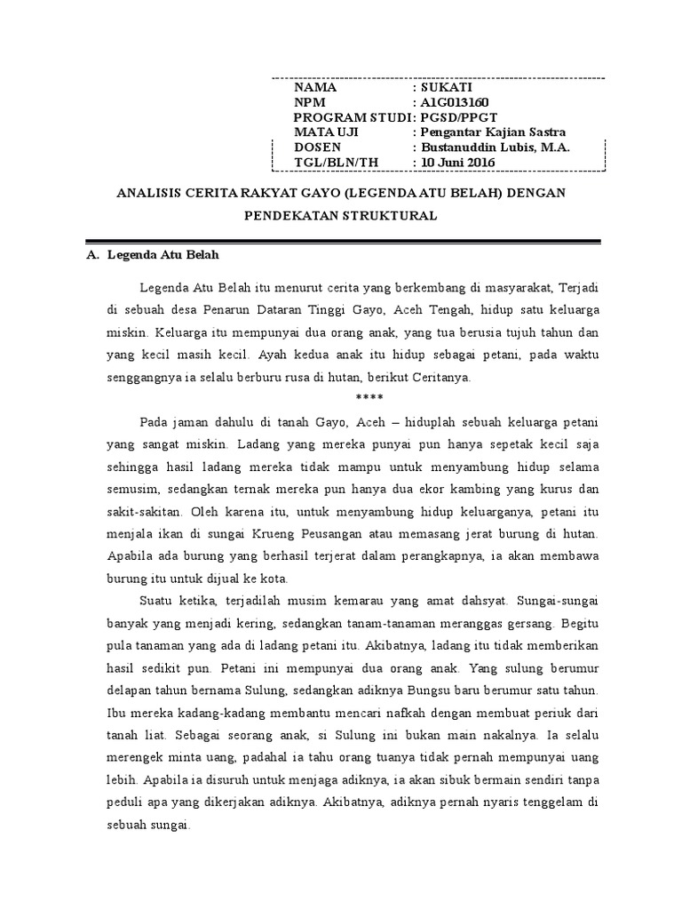 Legenda Atu Belah | PDF