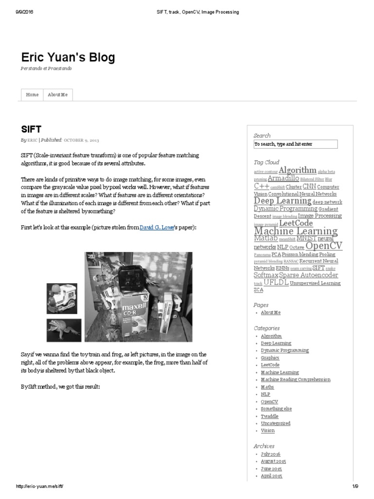 Scale Invariant Feature Transform Sift Algorithm For Image Matching 0668