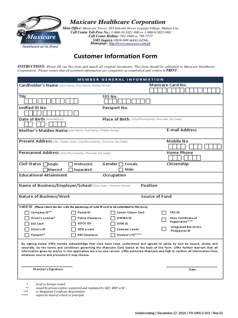 Customer Information Form CIF Rev 02-12-17 2014 | PDF | Automated ...