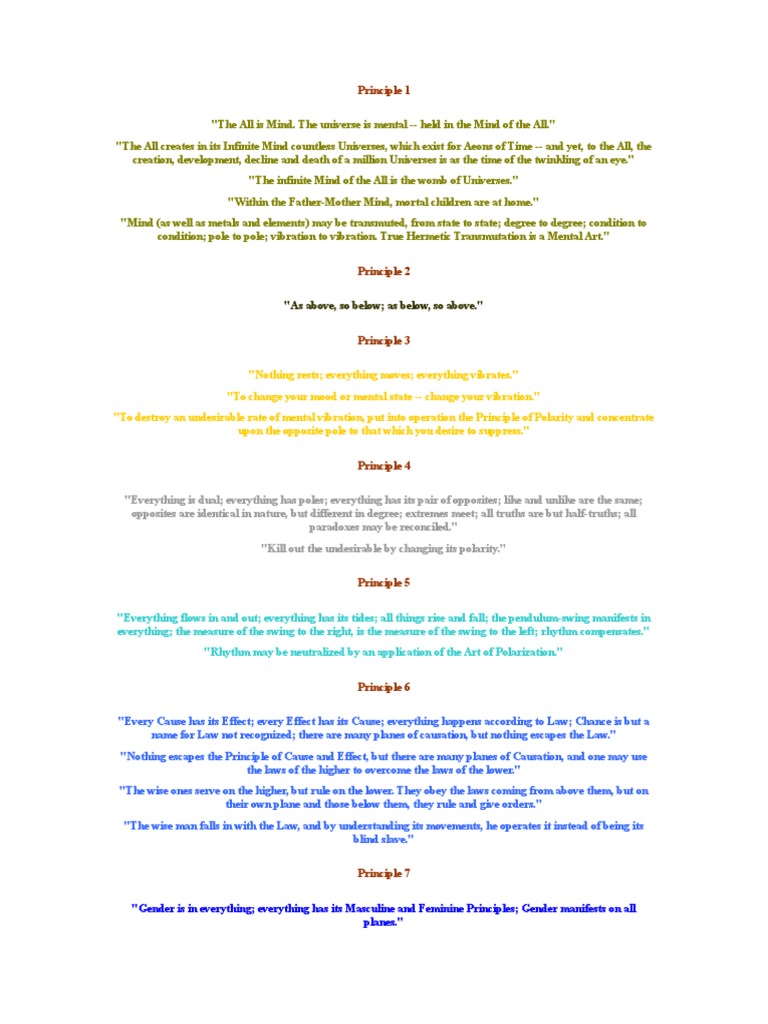 7 Hermetic Principles | PDF | Hermeticism | Gender